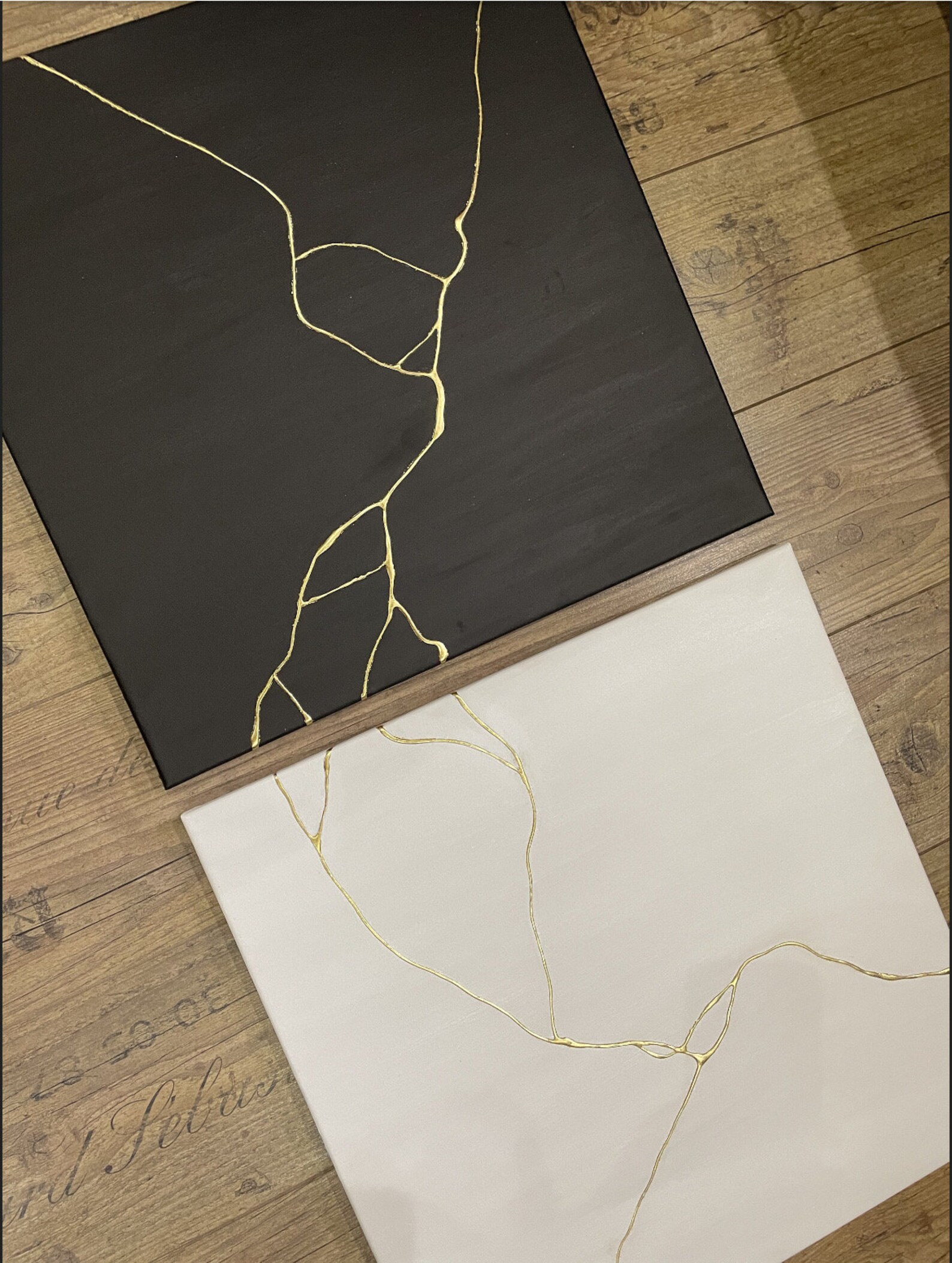 Kintsugi Wall Art, Two Piece Wall Art, Set of Two Wall Art, Minimal, Kintsugi Pottery, Asian ...