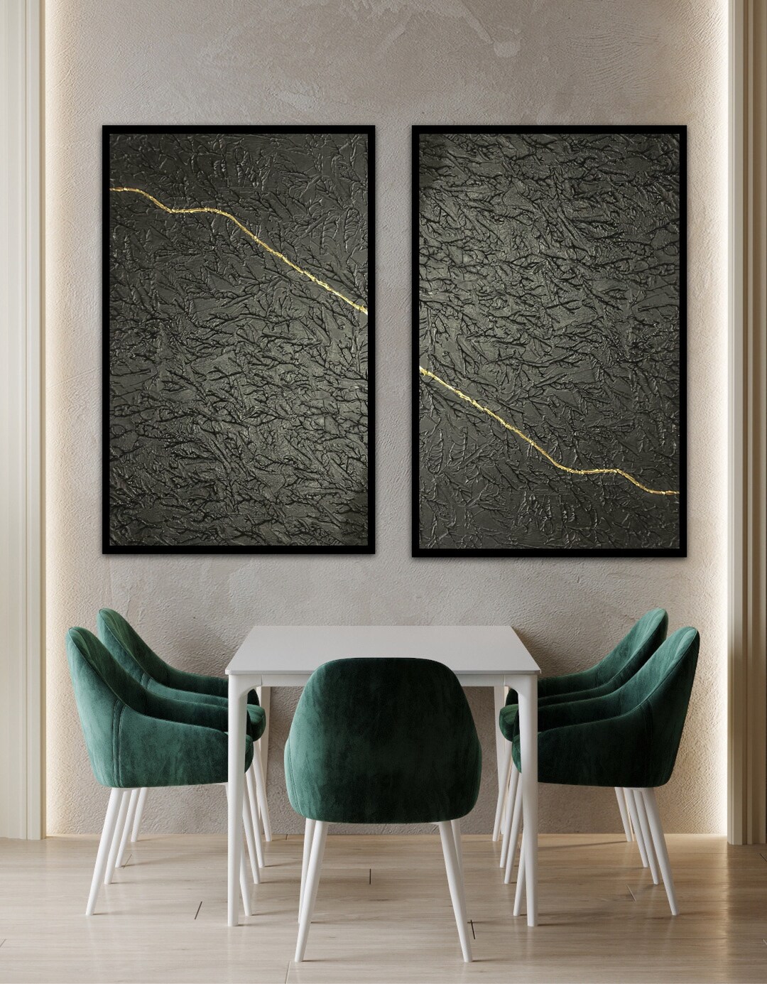 Kintsugi Wall Art, Two Piece Wall Art, Concrete Wall Art, Set of Two ...