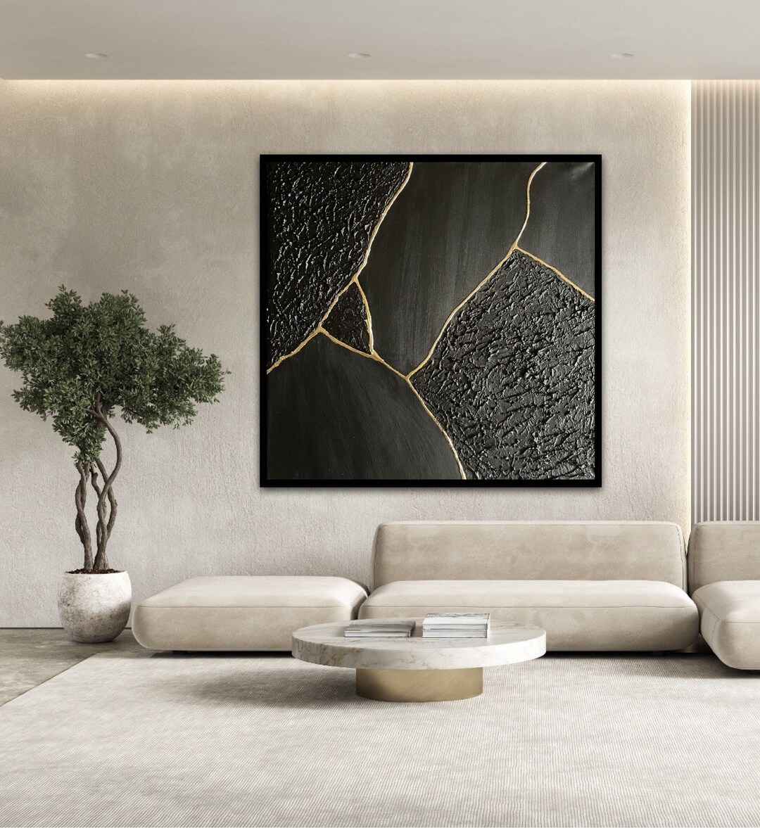 Kintsugi Art, Japan Wall Art, Kintsugi Painting, Plaster Wall Art ...
