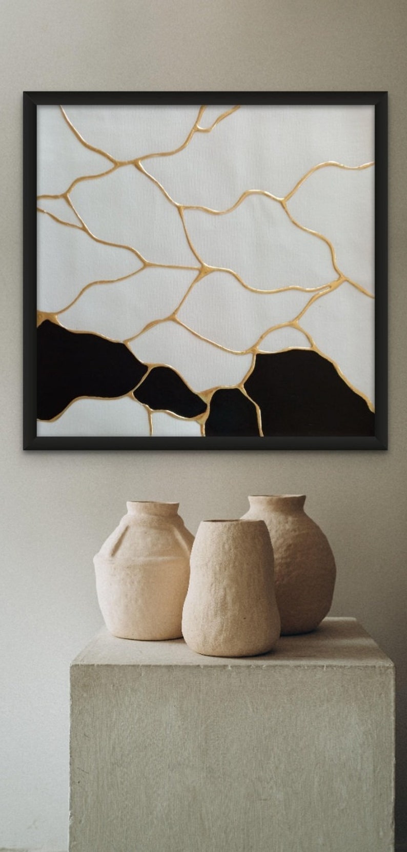Kintsugi Art Mosaic Wall Art Black and White Wall Art - Etsy