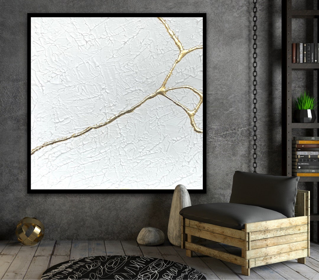 Kintsugi Wall Art, Huge Painting, Brass Wall Art, Kintsugi Art ...