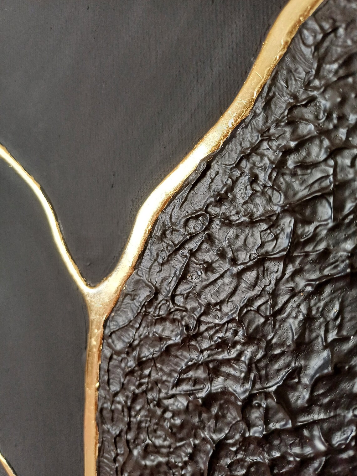 Kintsugi Art, Black Wall Art, Gold Wall Decor, Wall Art Gold Black ...