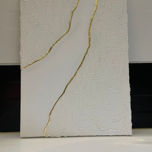 Plaster Wall Art, Large 3D Kintsugi Wall Art, Japanese Wall Art, Gold ...