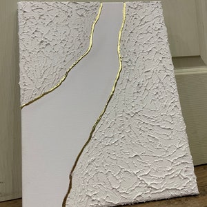 Plaster Wall Art, Large 3D Kintsugi Wall Art, Japanese Wall Art, Gold ...