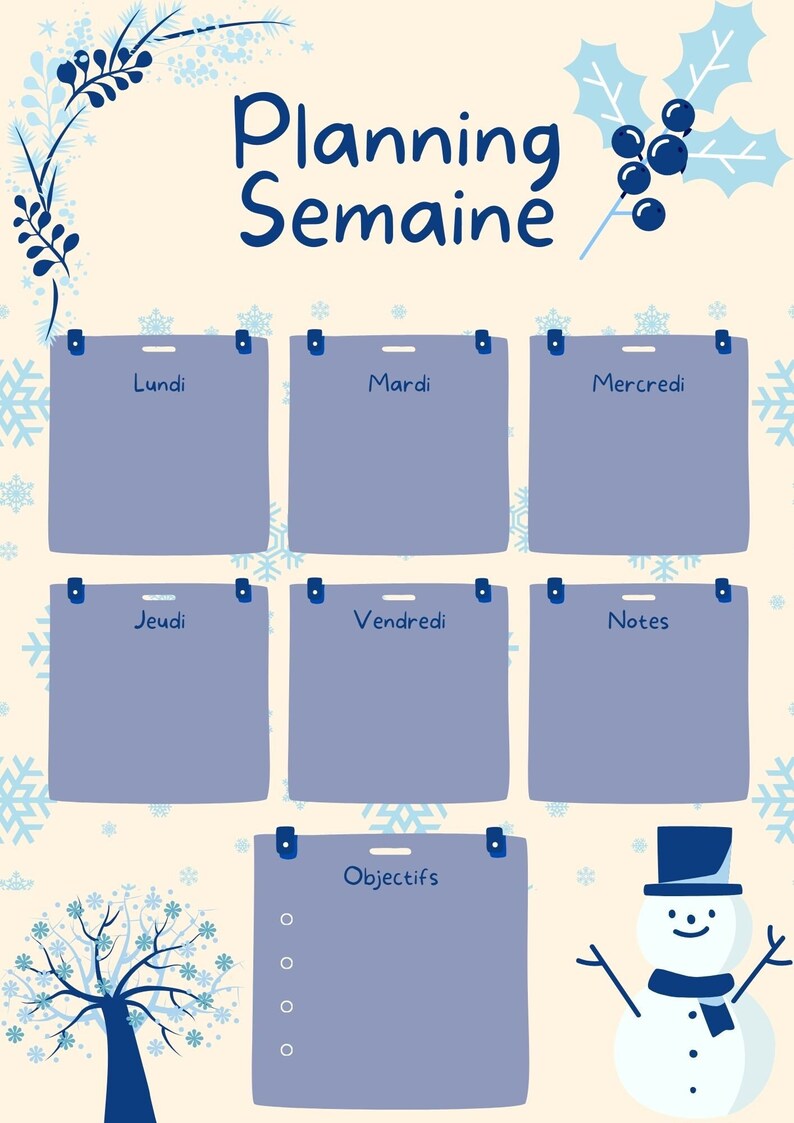 Winter Theme Week Planner - Etsy