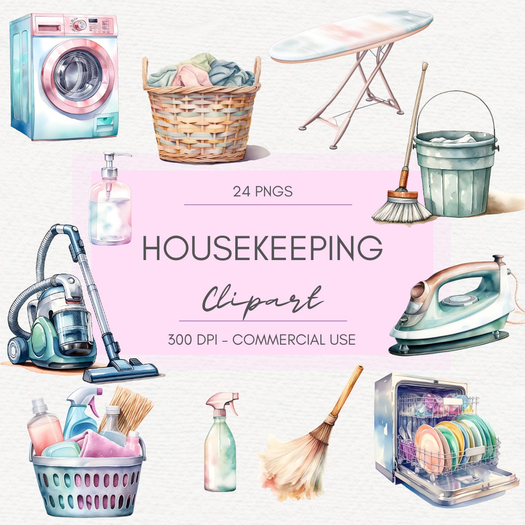 Clipart, Housekeeping, 24 PNG Files, Transparent Background, 300 Dpi ...