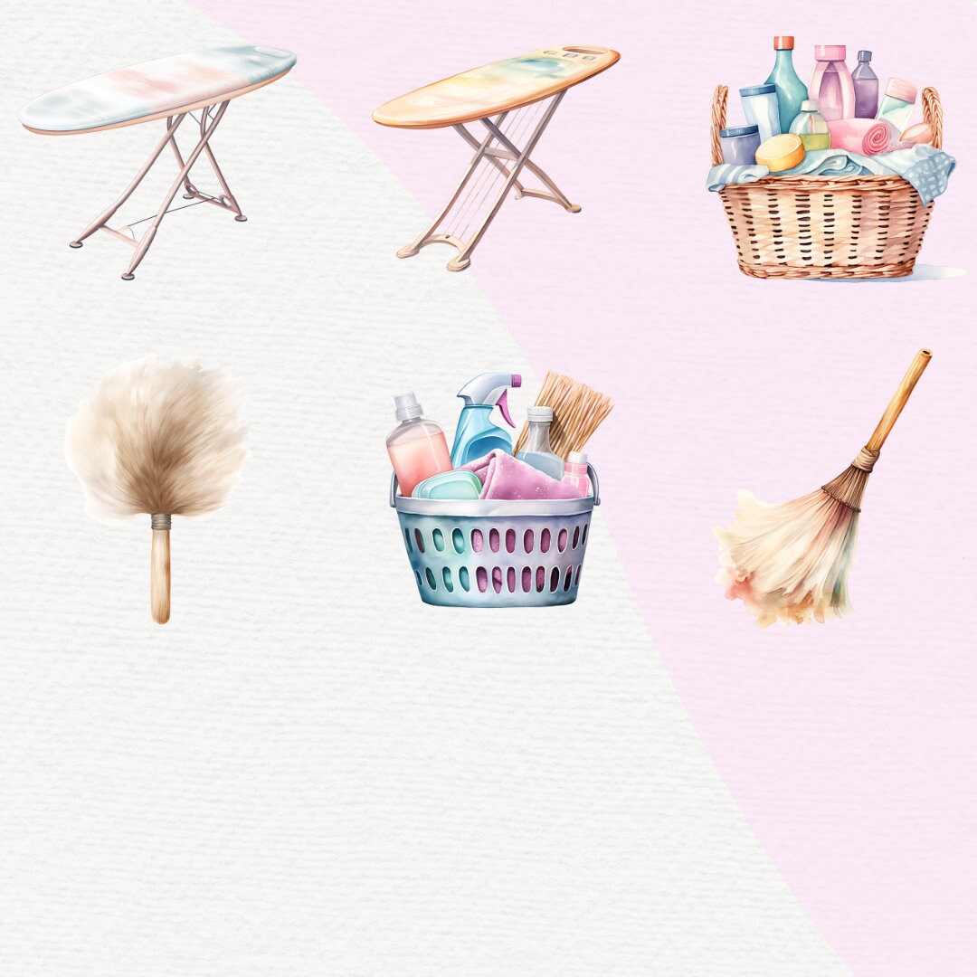 Clipart, Housekeeping, 24 PNG Files, Transparent Background, 300 Dpi ...