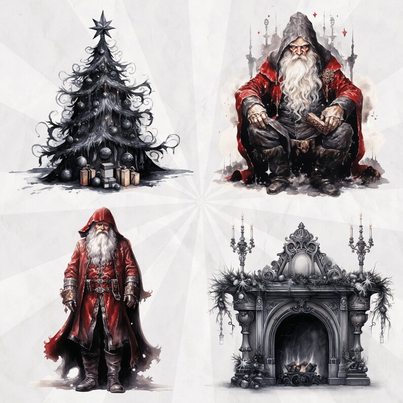 Clipart, Christmas, Gothic, 30 PNG Files, Transparent Background, 300 ...
