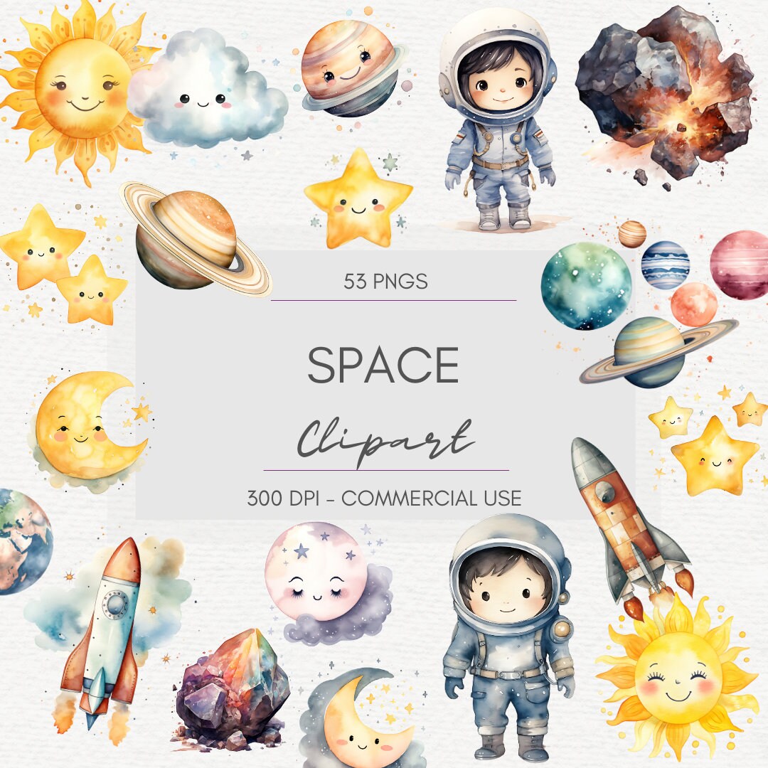 Clipart, Space, Rocket, Astronaut, Planets, 53 PNG Files, Transparent ...