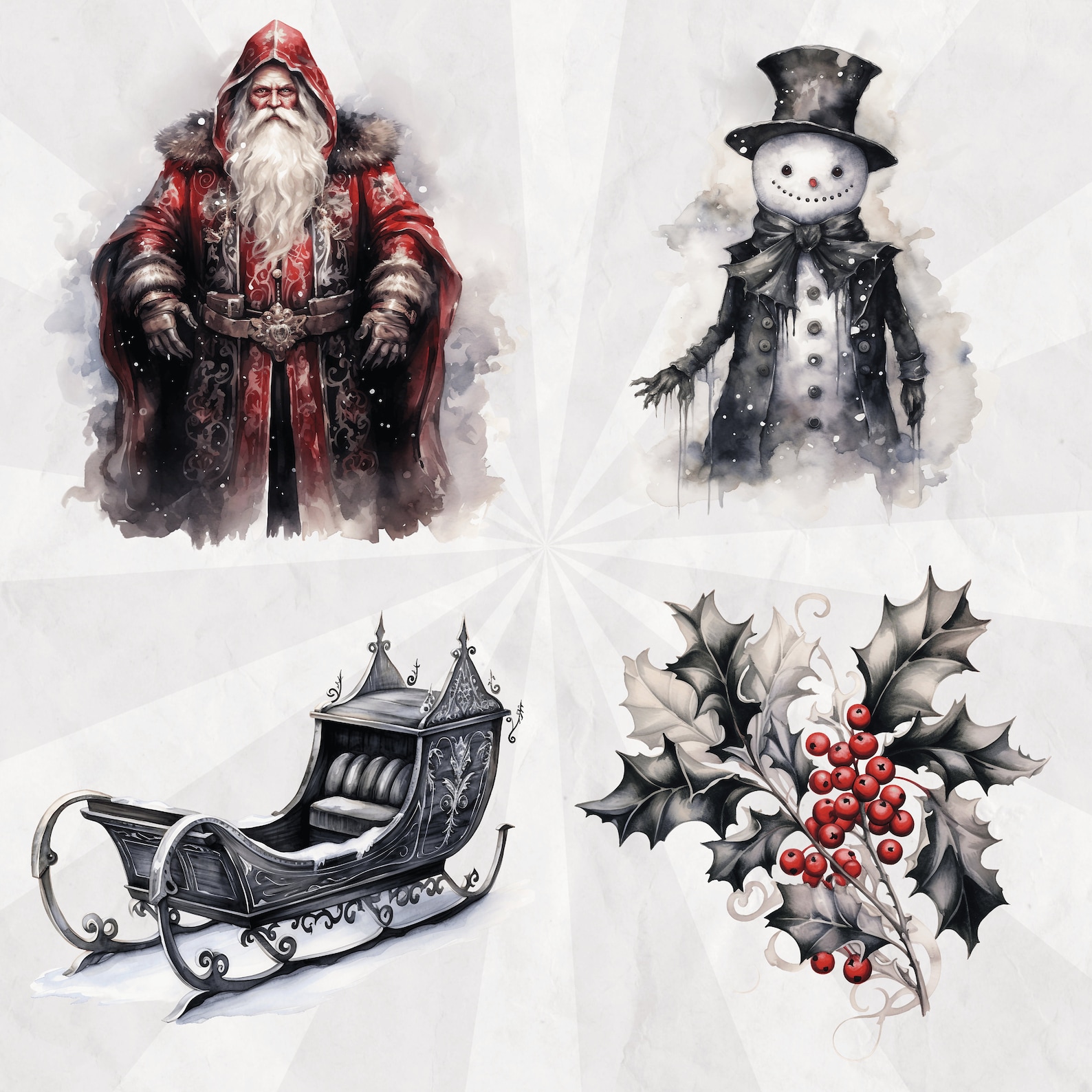 Clipart, Christmas, Gothic, 30 PNG Files, Transparent Background, 300 ...