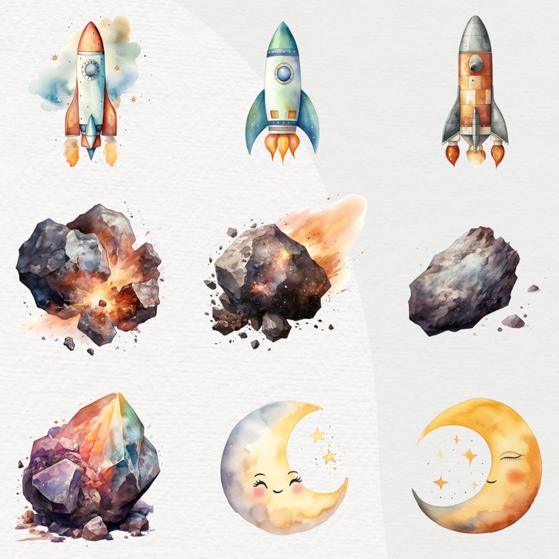 Clipart, Space, Rocket, Astronaut, Planets, 53 PNG Files, Transparent ...