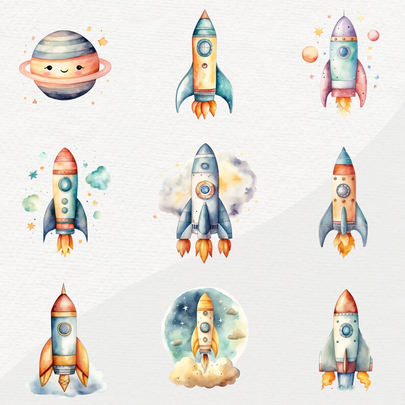 Clipart, Space, Rocket, Astronaut, Planets, 53 PNG Files, Transparent ...
