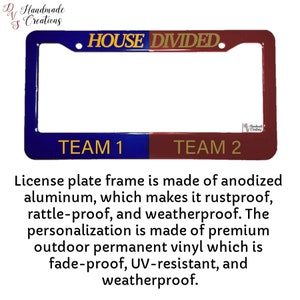 House Divided License Plate Frame - Etsy