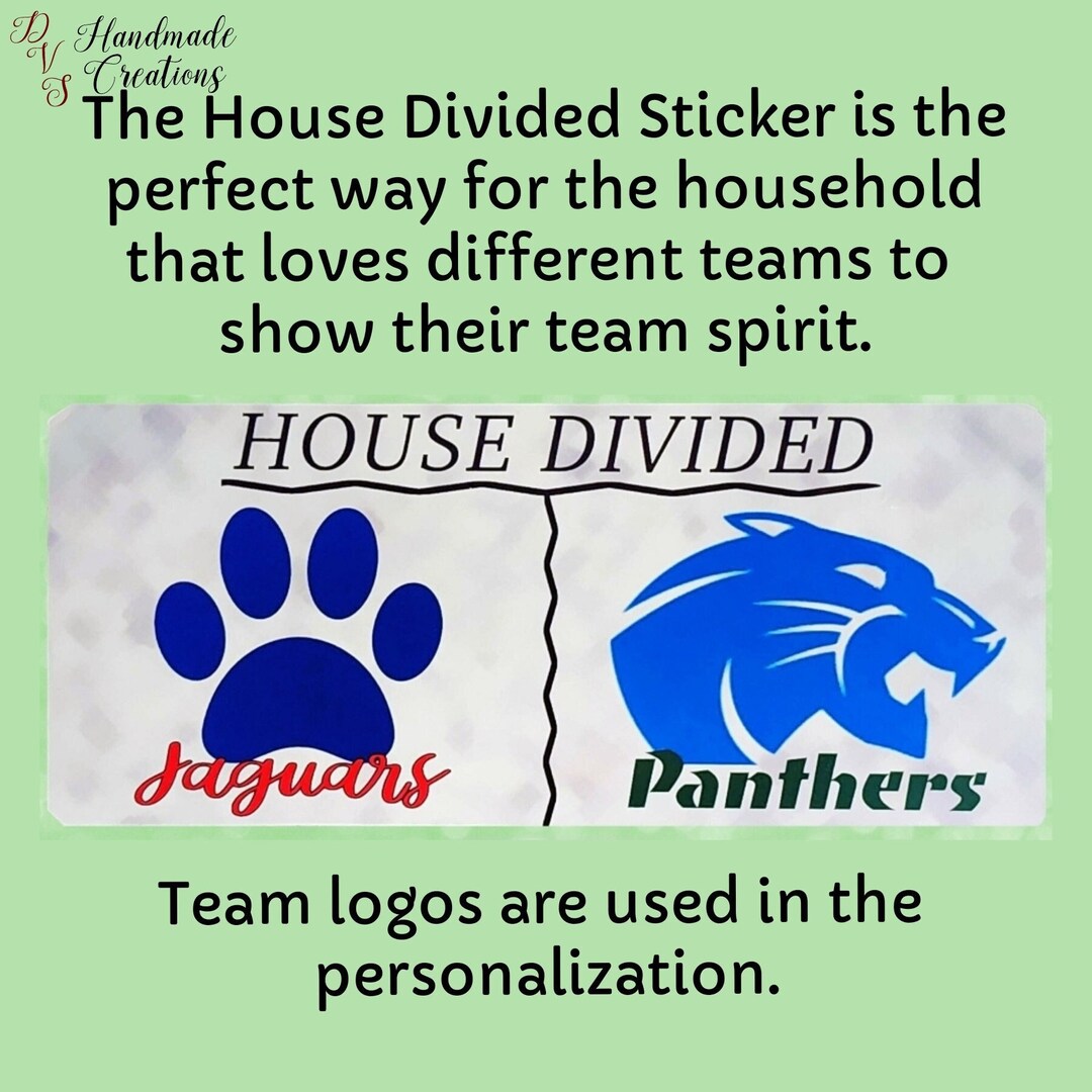House Divided Sticker; Custom Rivalry Decal; Printable Vinyl With UV ...