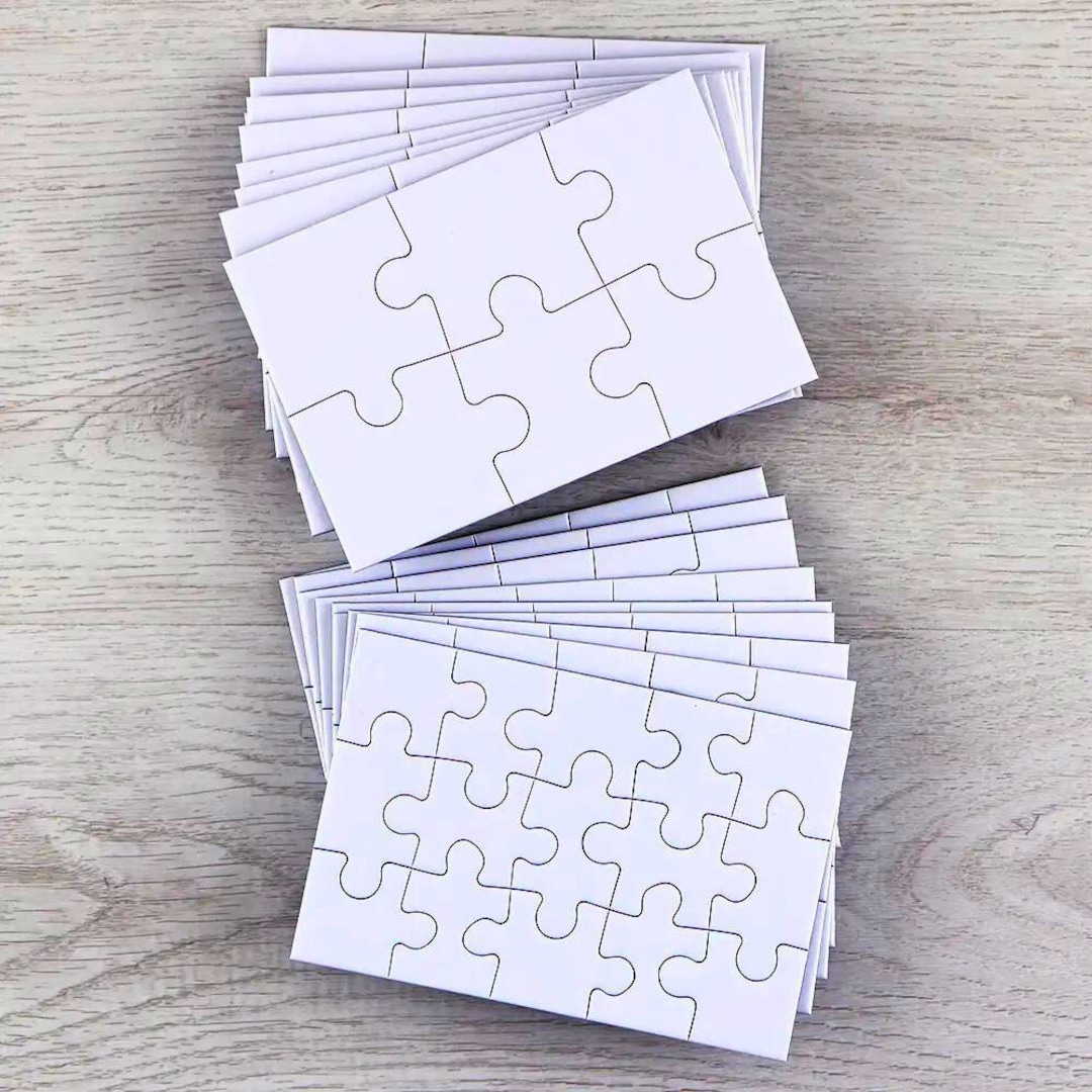 Blank White Card Puzzles for Drawing, Painting or Writing. Education ...