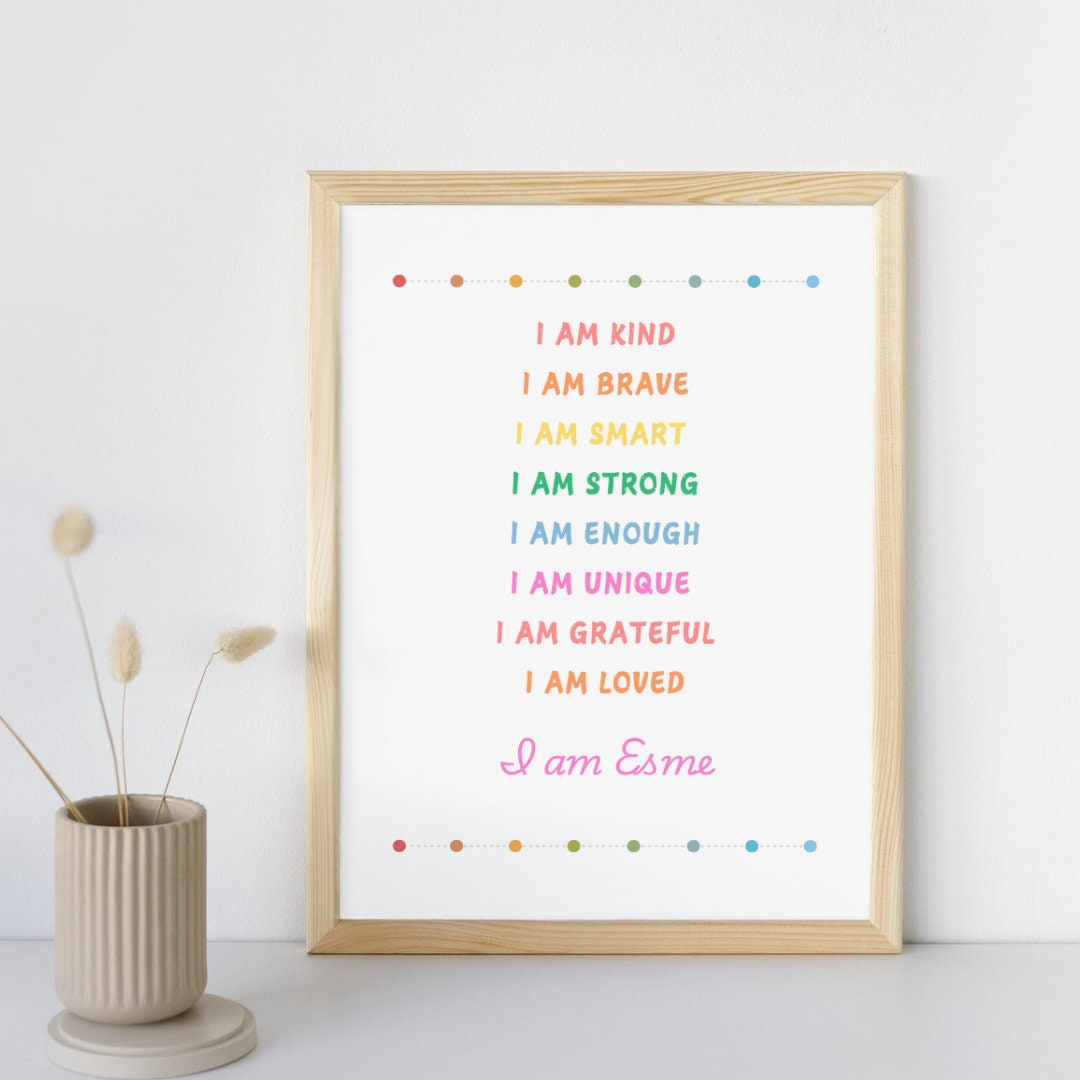 Affirmation Art, Kids Affirmation Words, Personalised Affirmation Print ...