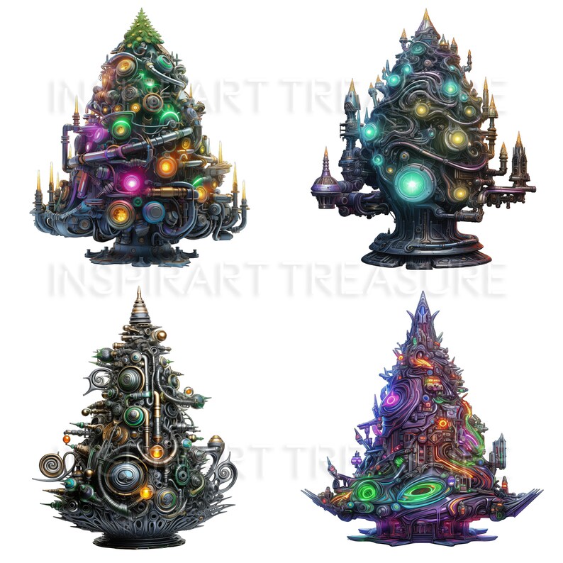 Printable Cyberpunk Christmas Tree, Space-themed Decor, Hi-tech Lover's ...