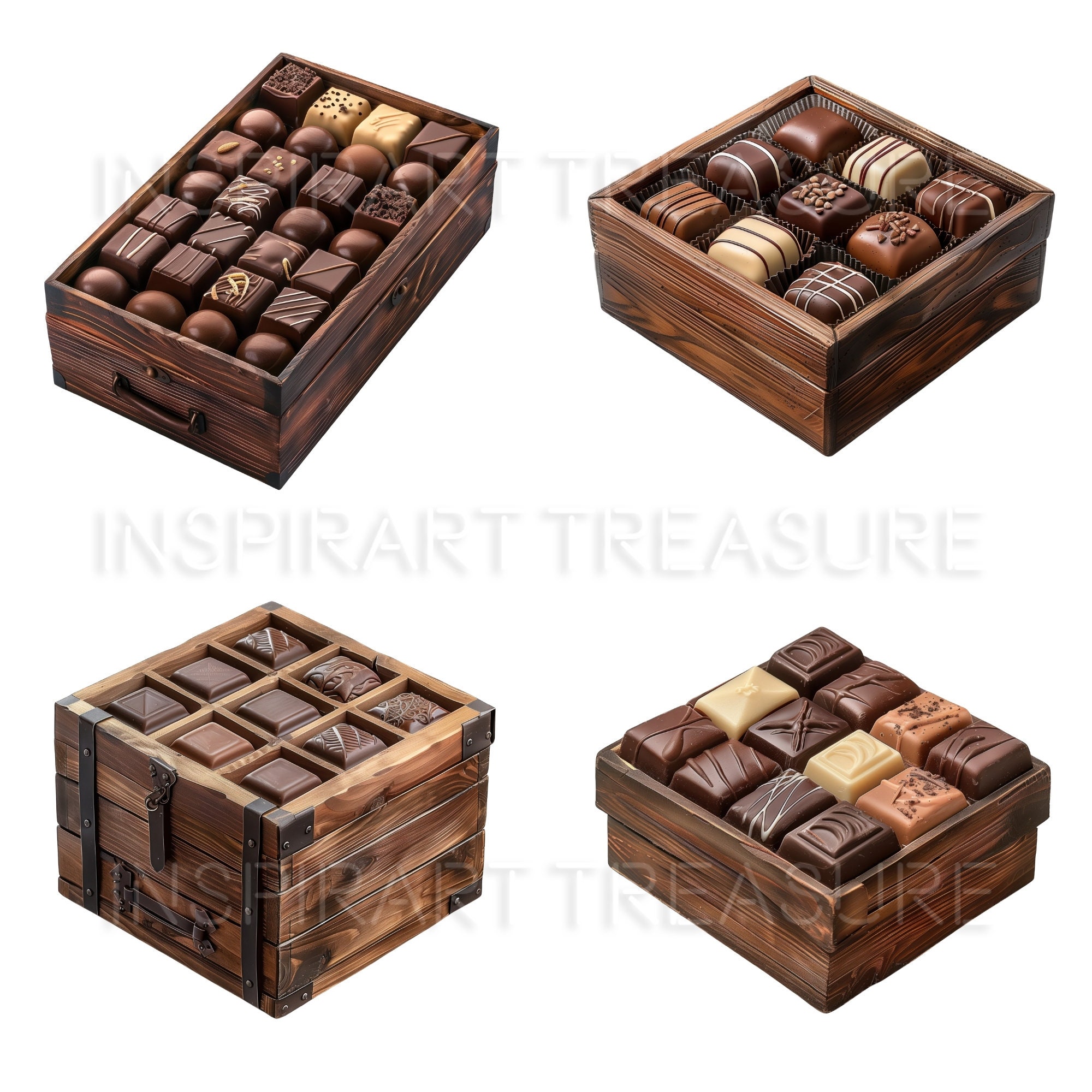 Gourmet Chocolate Box Clipart, Wooden Candy Box for DIY Projects and ...
