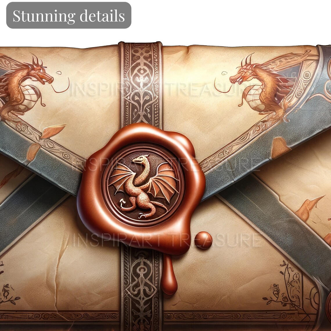 Magical Envelope Clipart, Enchanted Scroll Design, Wax Seal, Digital ...