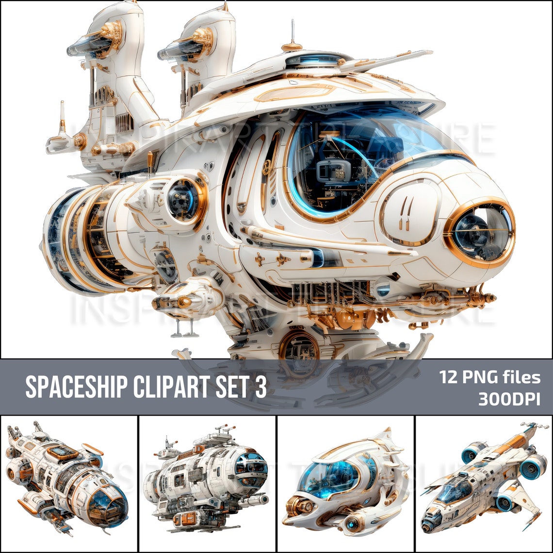 Watercolor Spaceship Clipart Spaceship Junk Journal Page, Digital ...