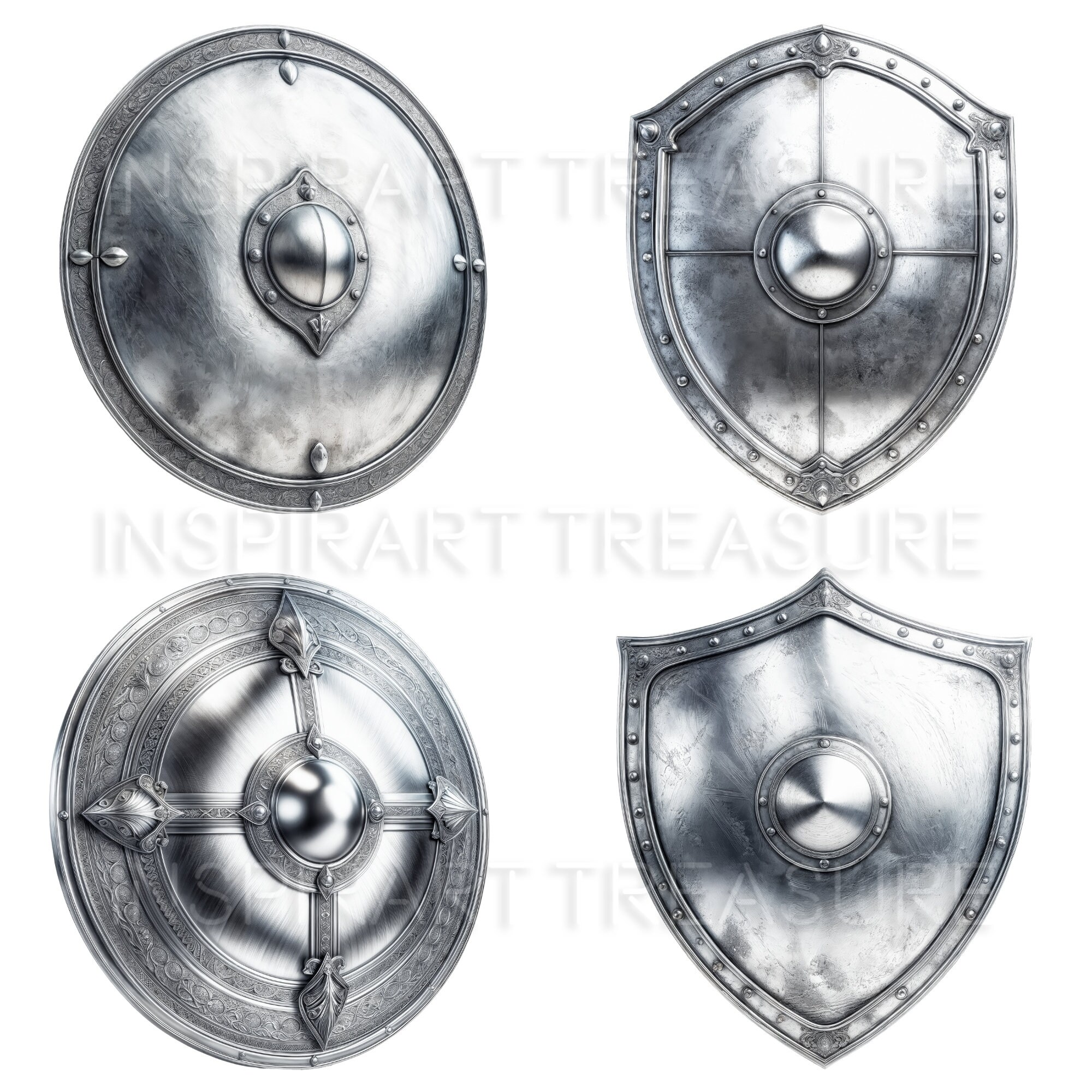 Silver Shield Clipart, Medieval Silver Knight Shield PNG for DIY ...