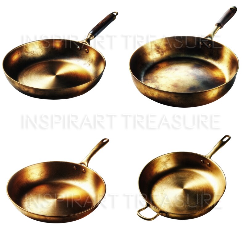 Vintage Frying Pan Clipart, Old Kitchen Pan PNG Kit, Perfect for Dnd ...