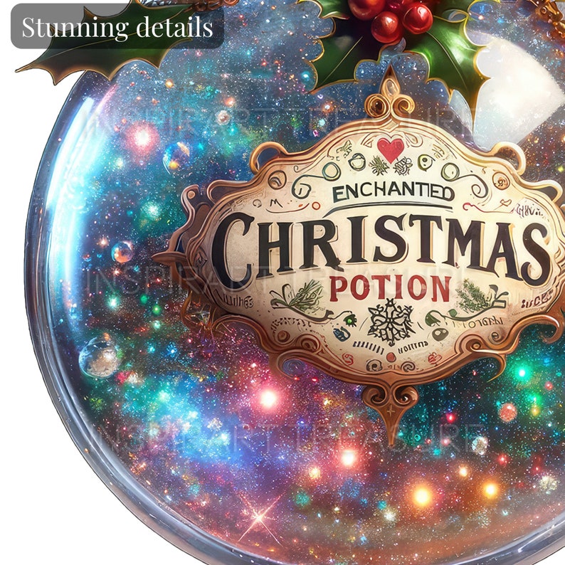 Whimsical Christmas Potion Bottle Clipart Digital Festive Holiday ...
