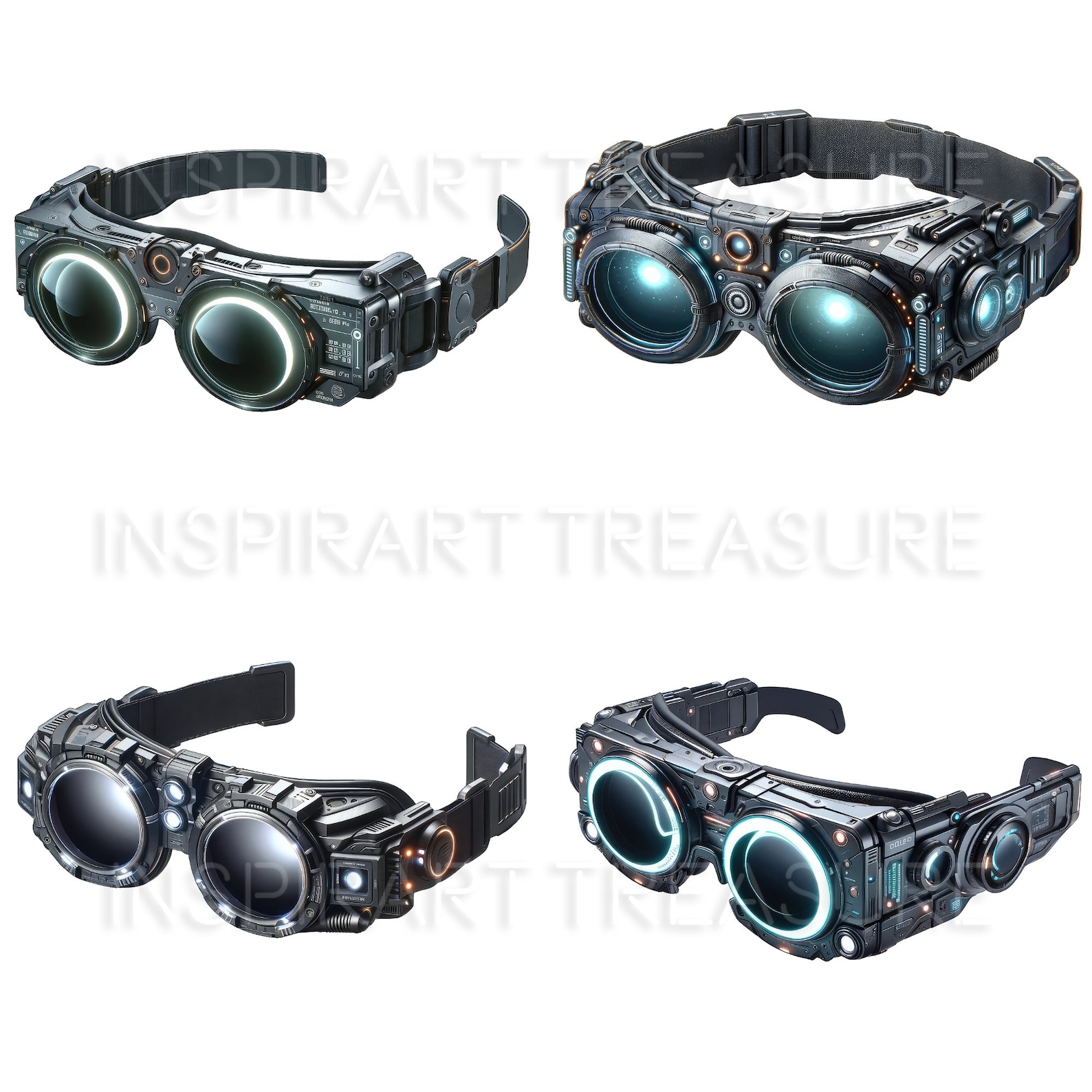Sci-fi Eyewear Clipart Futuristic Goggle Pngs Gadgets Junk Journal Page ...