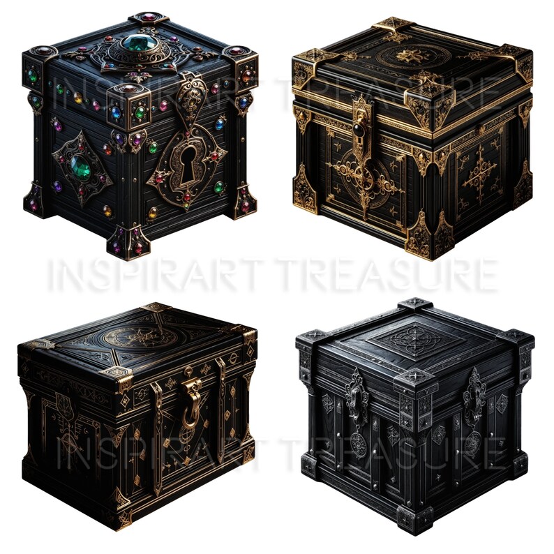 Dark Mystic Box Clipart, Fantasy Travel Box Mystical Gifts PNG Box DIY ...