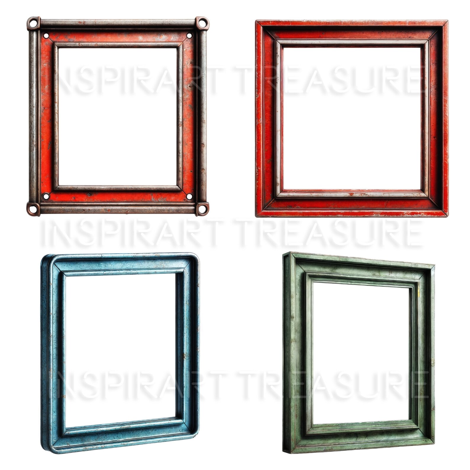 Old Metal Frame Clipart, PNG Vintage Picture Frame Set, Printable ...