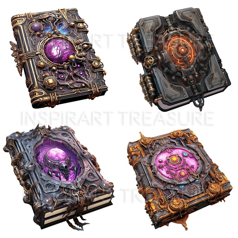 Printable Magic Spellbook 02, Fantasy Witchcraft Clipart, Digital ...