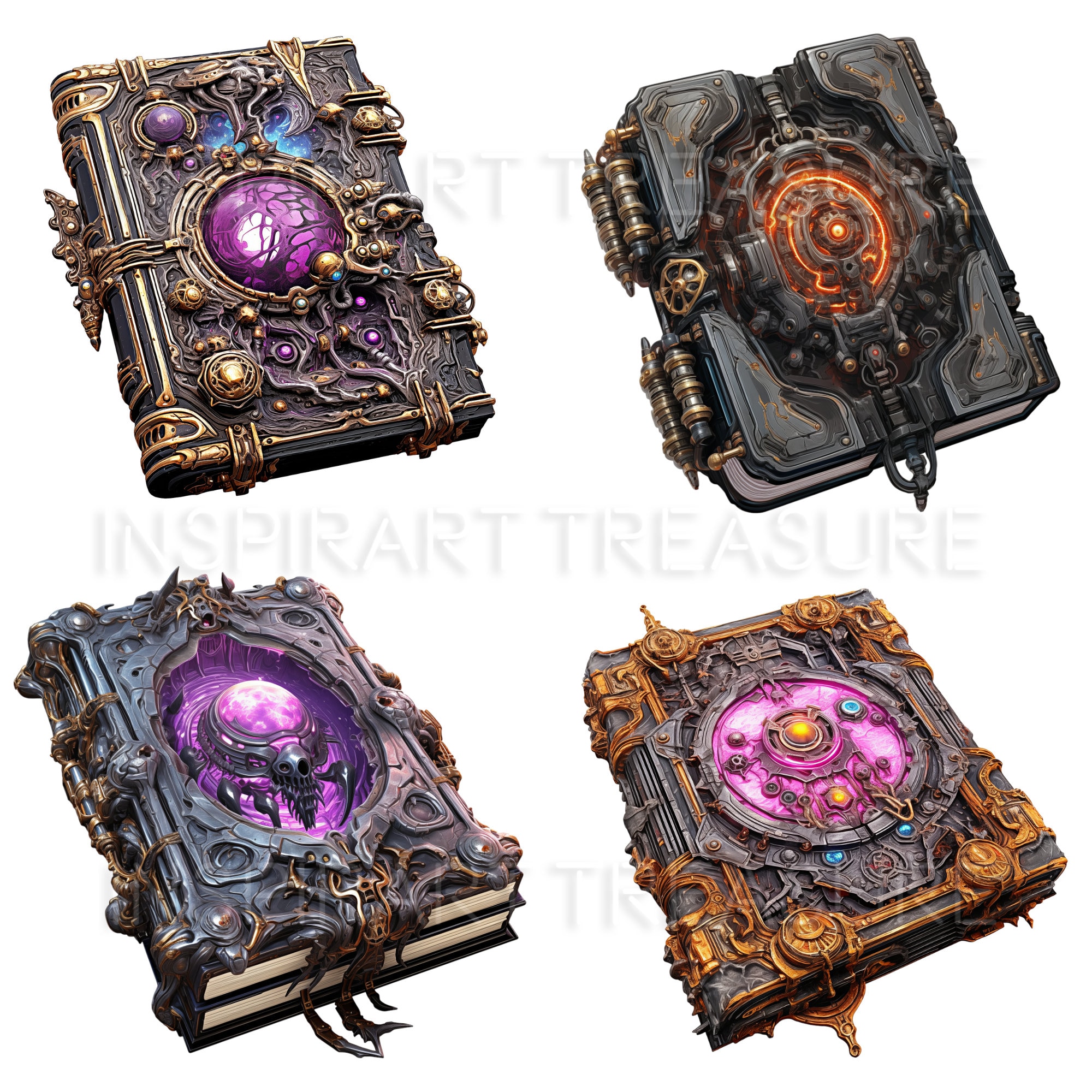 Printable Magic Spellbook 02, Fantasy Witchcraft Clipart, Digital ...