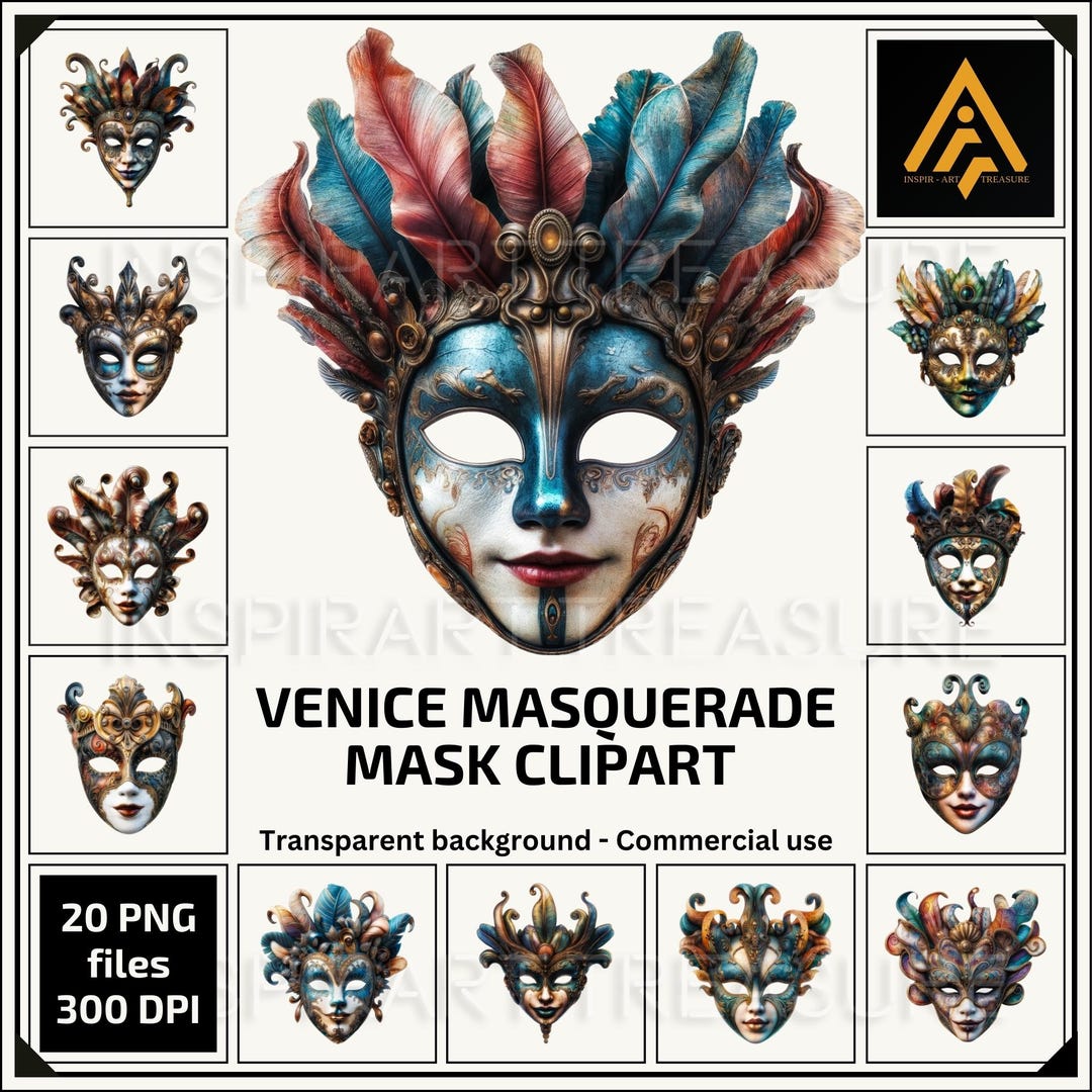 Fantasy Venice Masquerade Mask PNG Clipart Printable Baroque Face Mask ...