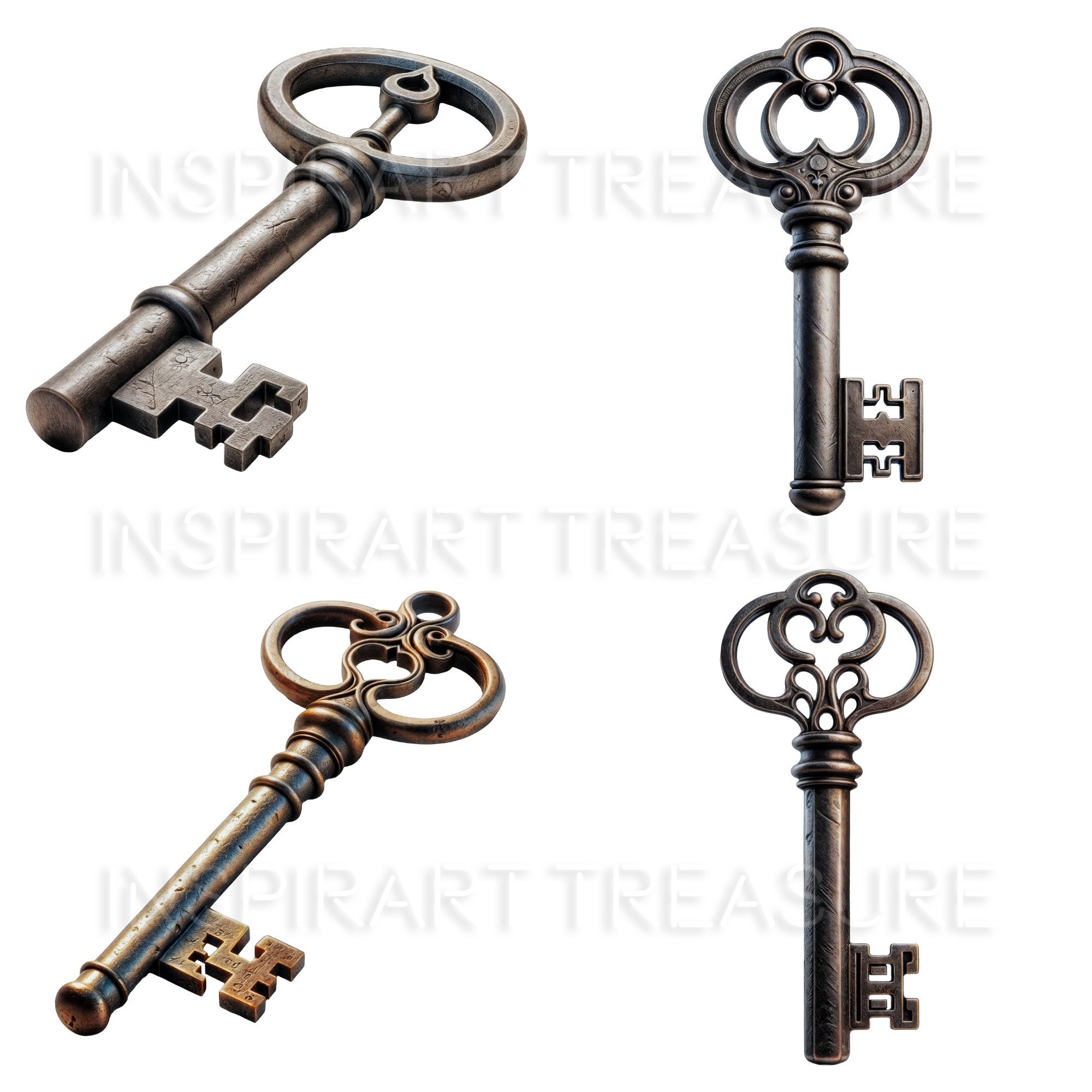 Mystical Key Clipart Antique Key Printable Art Rustic Gate Key Clipart ...