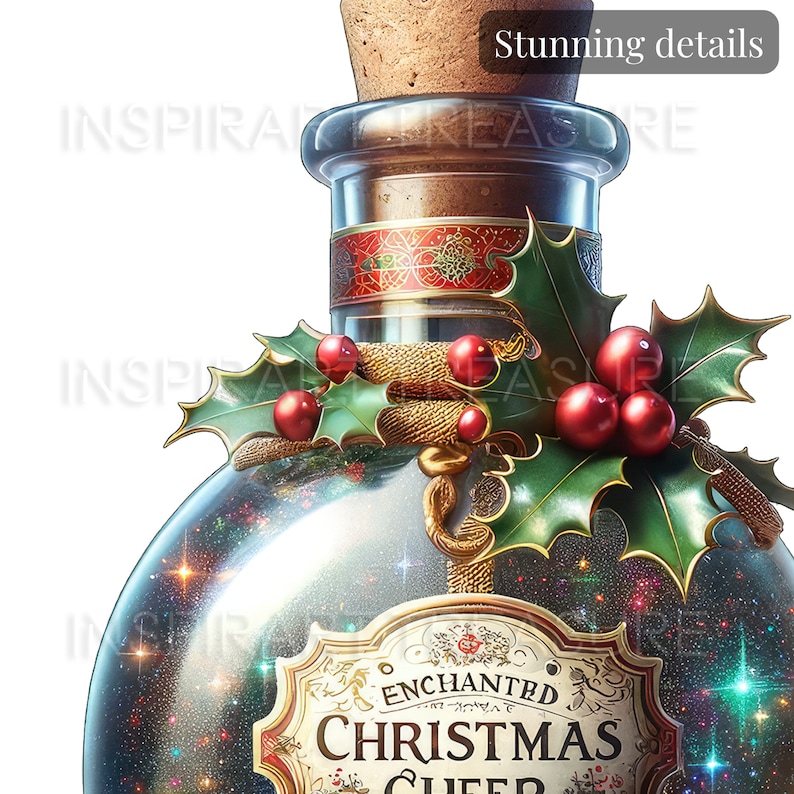 Whimsical Christmas Potion Bottle Clipart Digital Festive Holiday ...