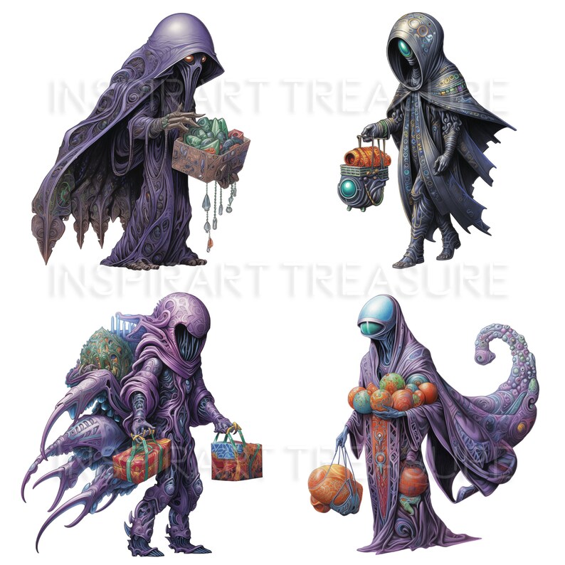 Whimsical Alien Creature Clipart, Cosmic Alien Illustrations, DIY ...