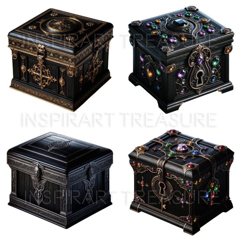 Dark Mystic Box Clipart, Fantasy Travel Box Mystical Gifts PNG Box DIY ...