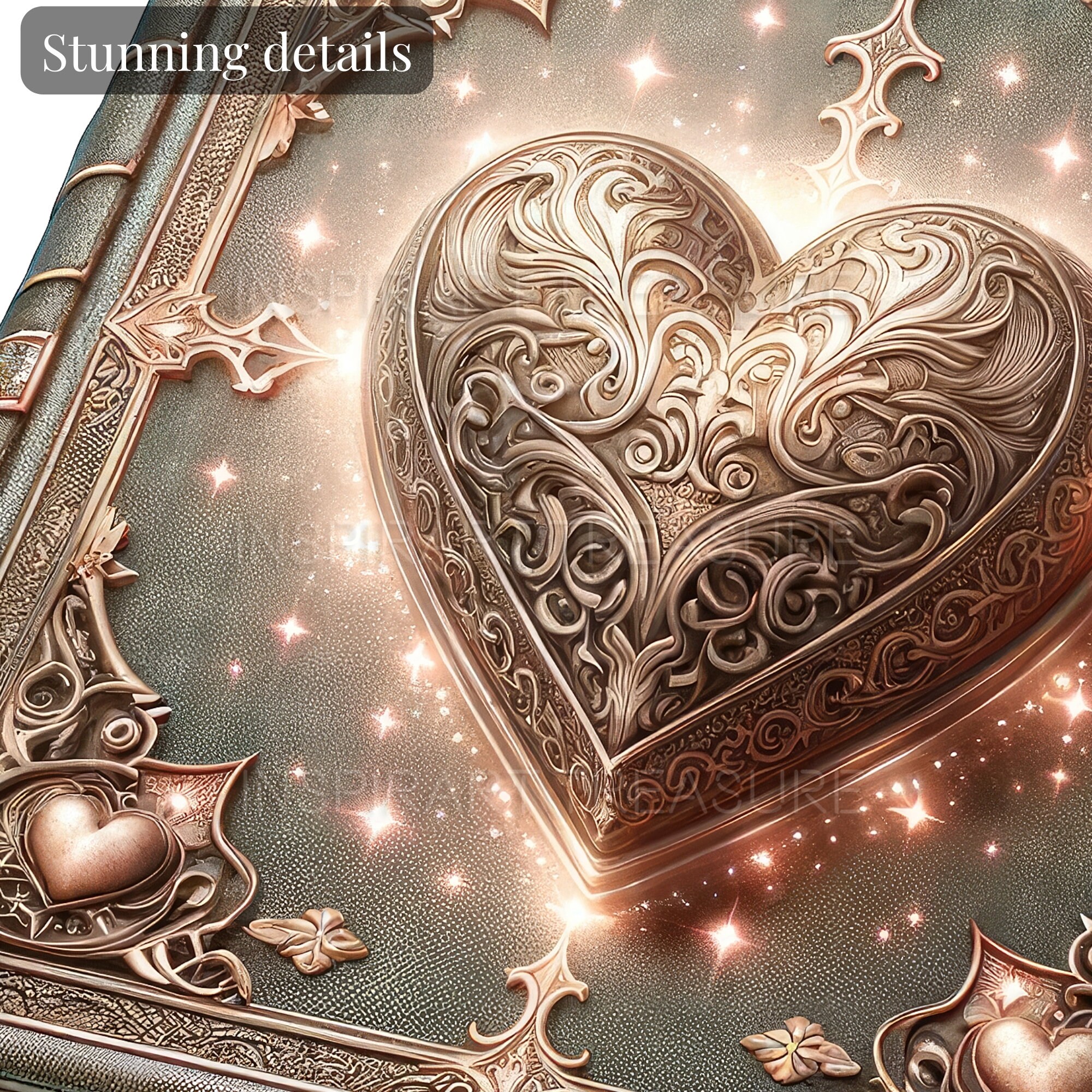 Magical Love Spellbook Clipart Enchanted Amour Tome, Ornate Heart ...