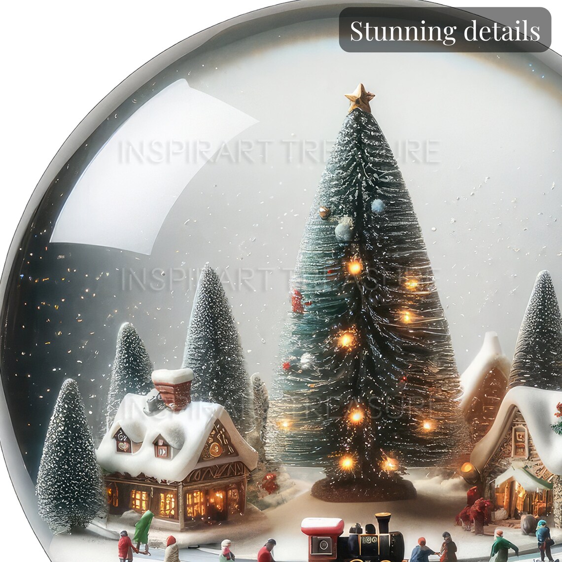 Printable Christmas Snow Globe Cliparts, Scenic Town With Christmas ...