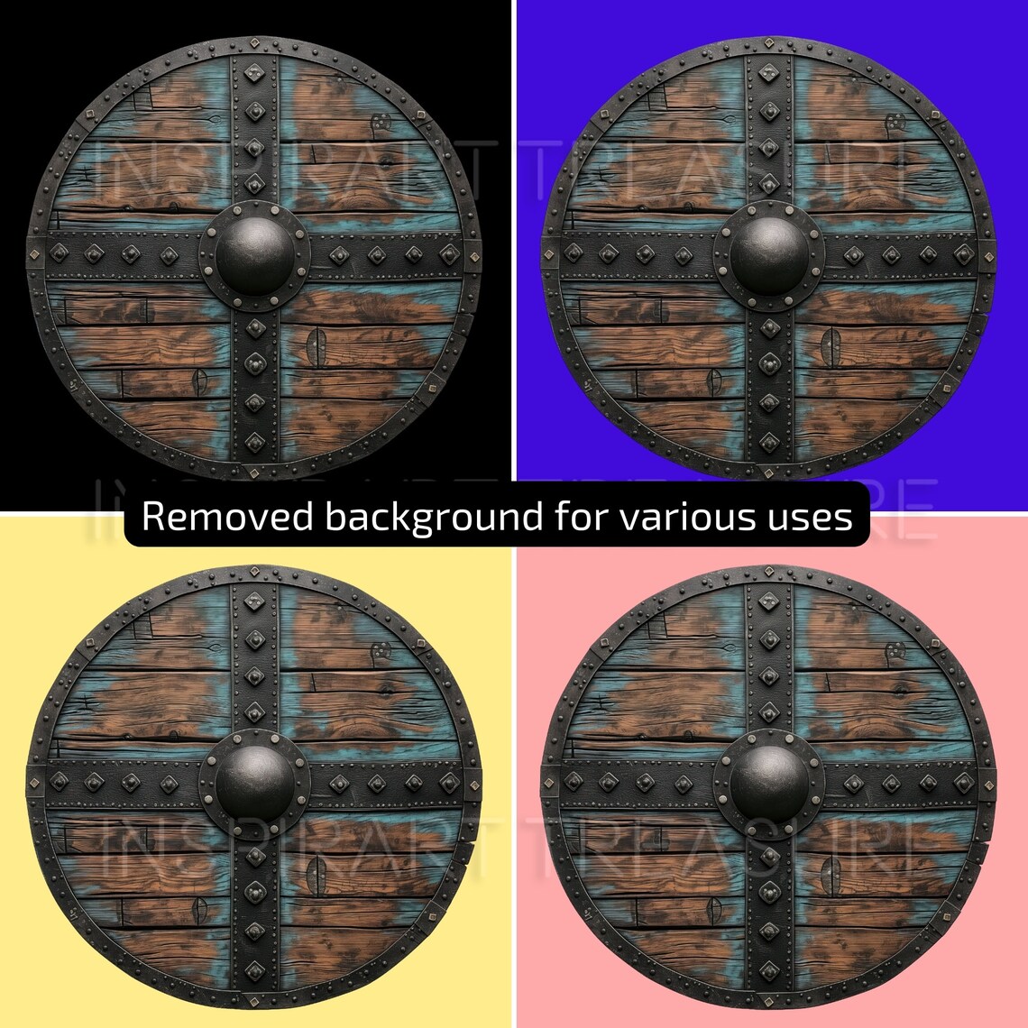 Viking Shields Clipart, Medieval Wooden Round Shield PNG for DIY ...
