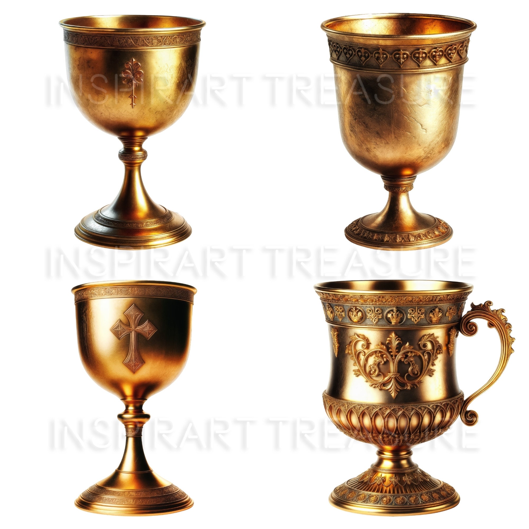 Fantasy Gold Wine Goblet Clipart PNG Medieval Ceremonial Chalice Gold ...