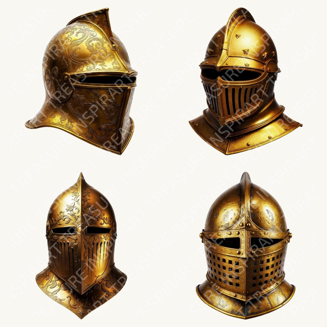 Fantasy Medieval Helmet Clipart Golden Warrior Helmet PNG Printable ...