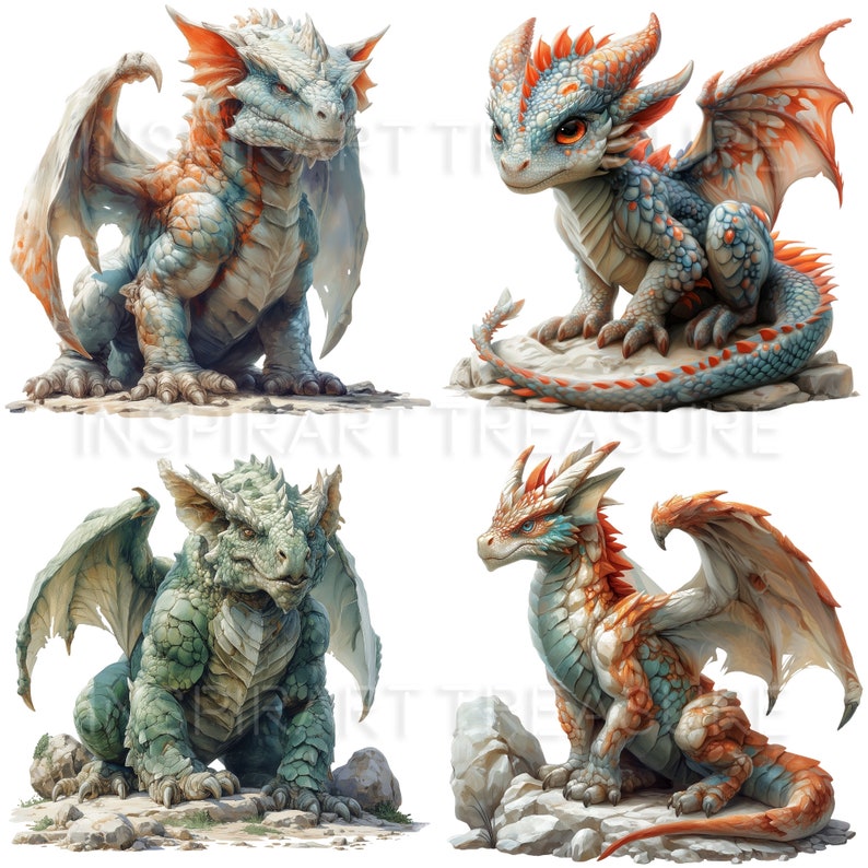 Fantasy Dragon Clipart, Enchanted Magical Dragons Art, Mythical ...