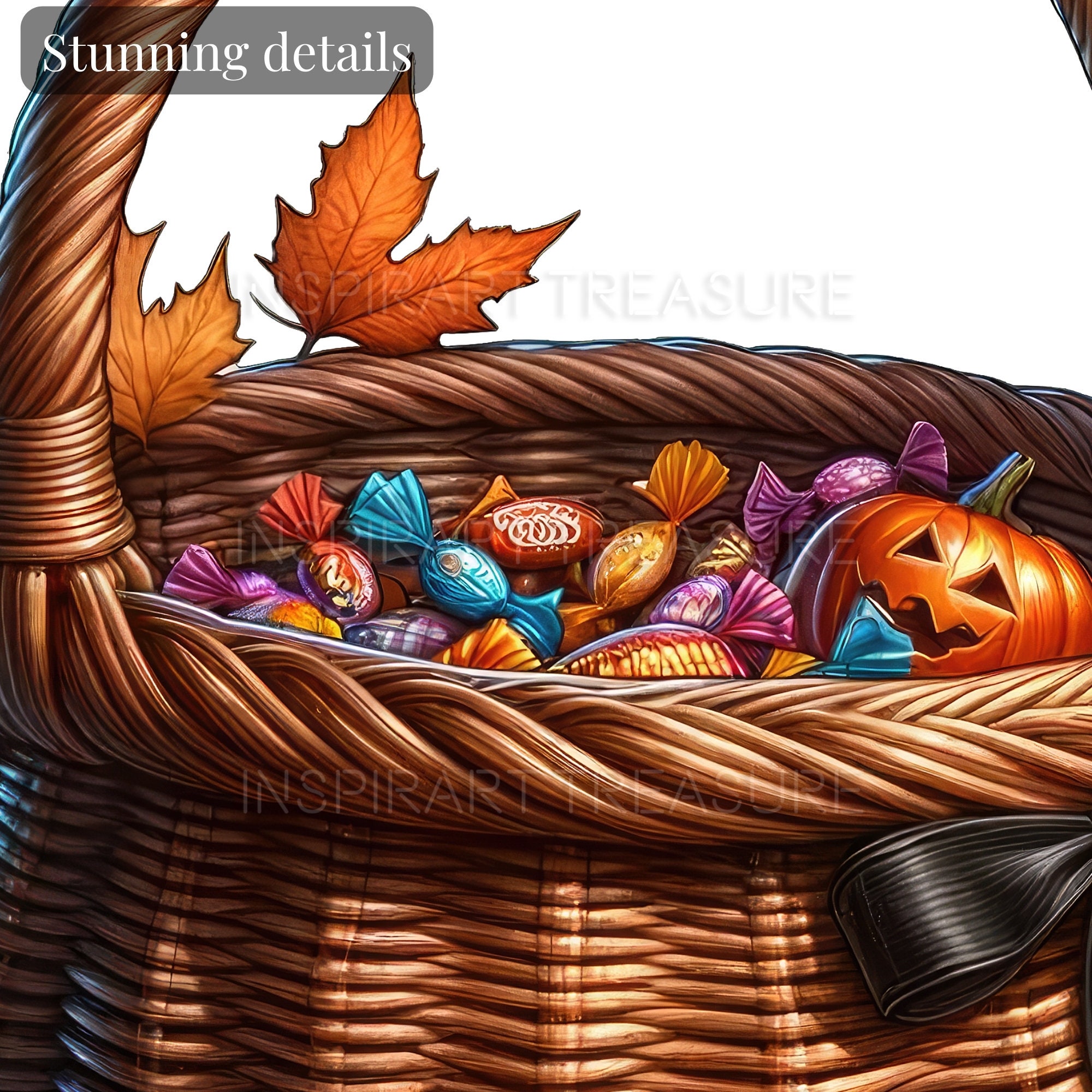 Halloween Wicker Basket Clipart PNG Kit Basket With Pumpkins Digital ...