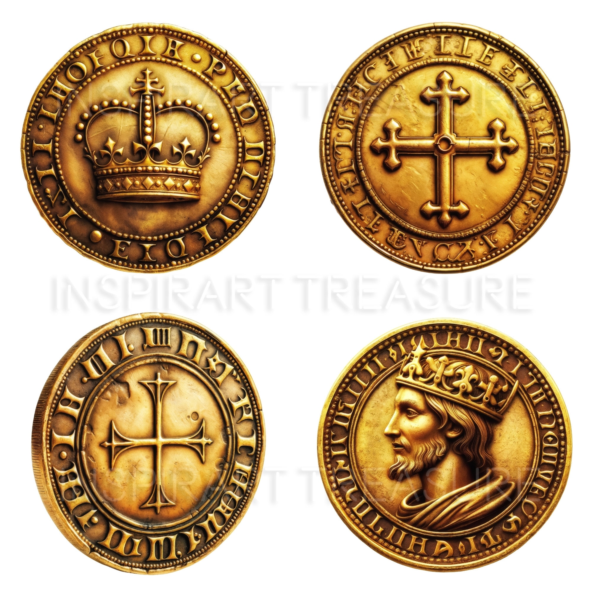 Fantasy Gold Coins Clipart, DND Coins Gold PNG Fantasy Currency Art, Ideal for Fantasy Card Game ...