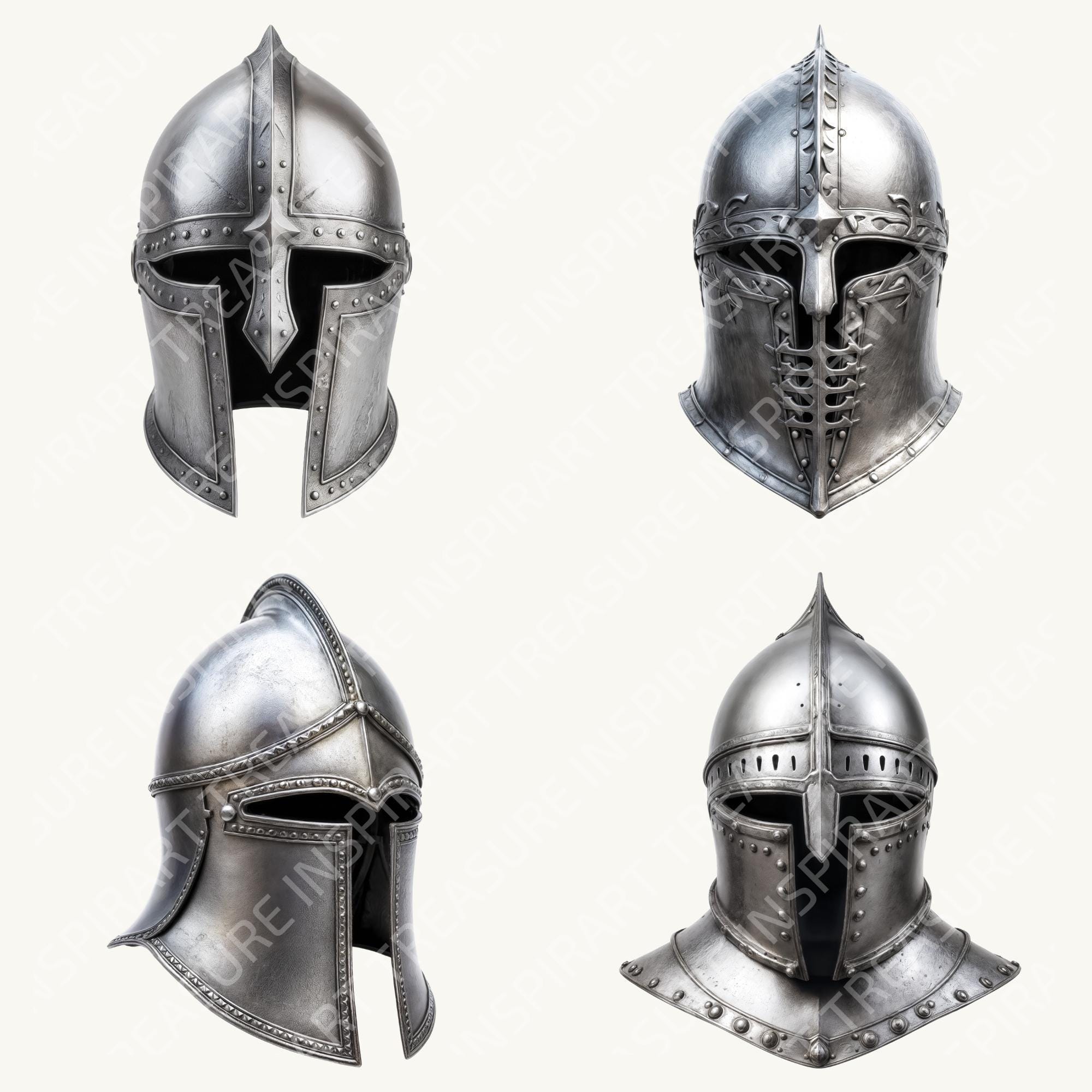 Fantasy Medieval Helmet Clipart Silver Warrior Helmet PNG Printable ...