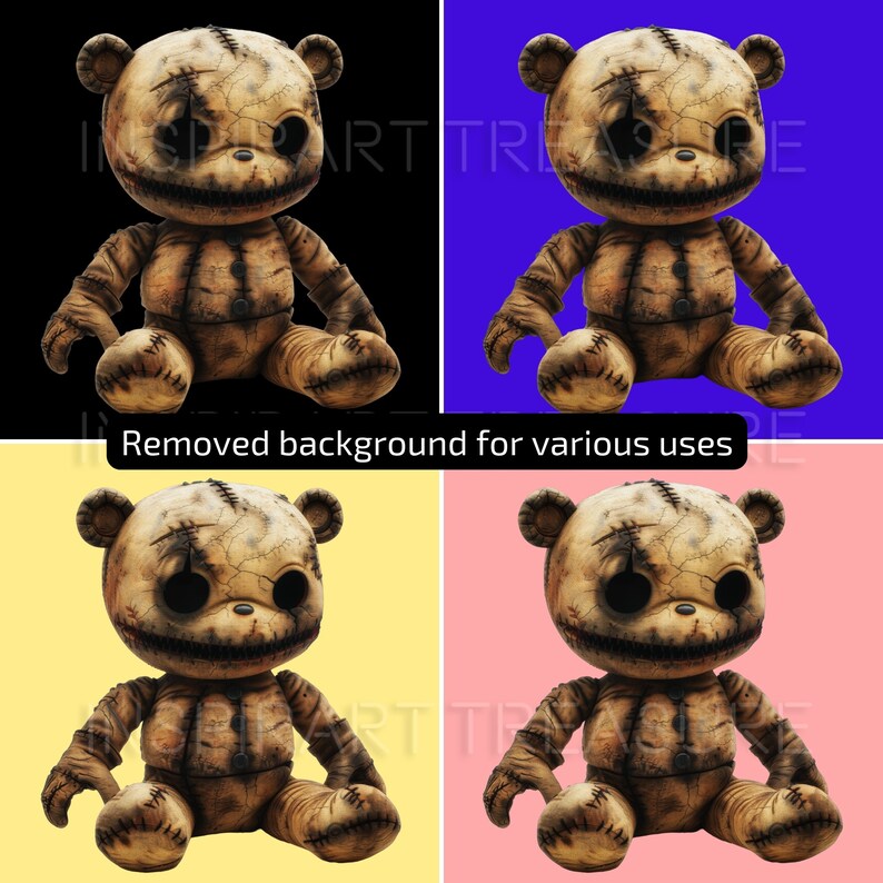 Creepy Teddy Bear Clipart, Horror Toy Artwork, Scary Teddy Bear Art ...