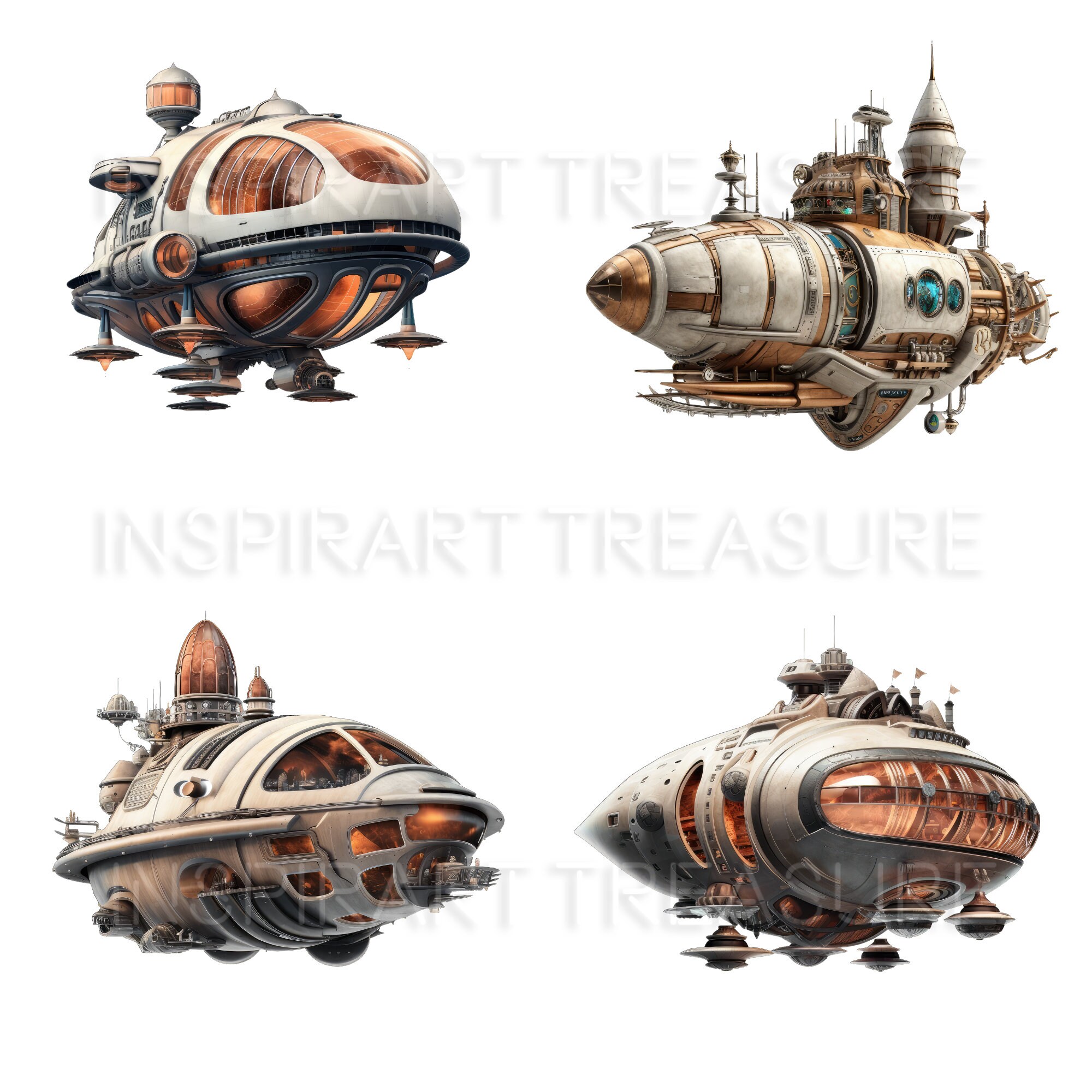 Watercolor Spaceship Clipart Spaceship Junk Journal Page, Digital ...