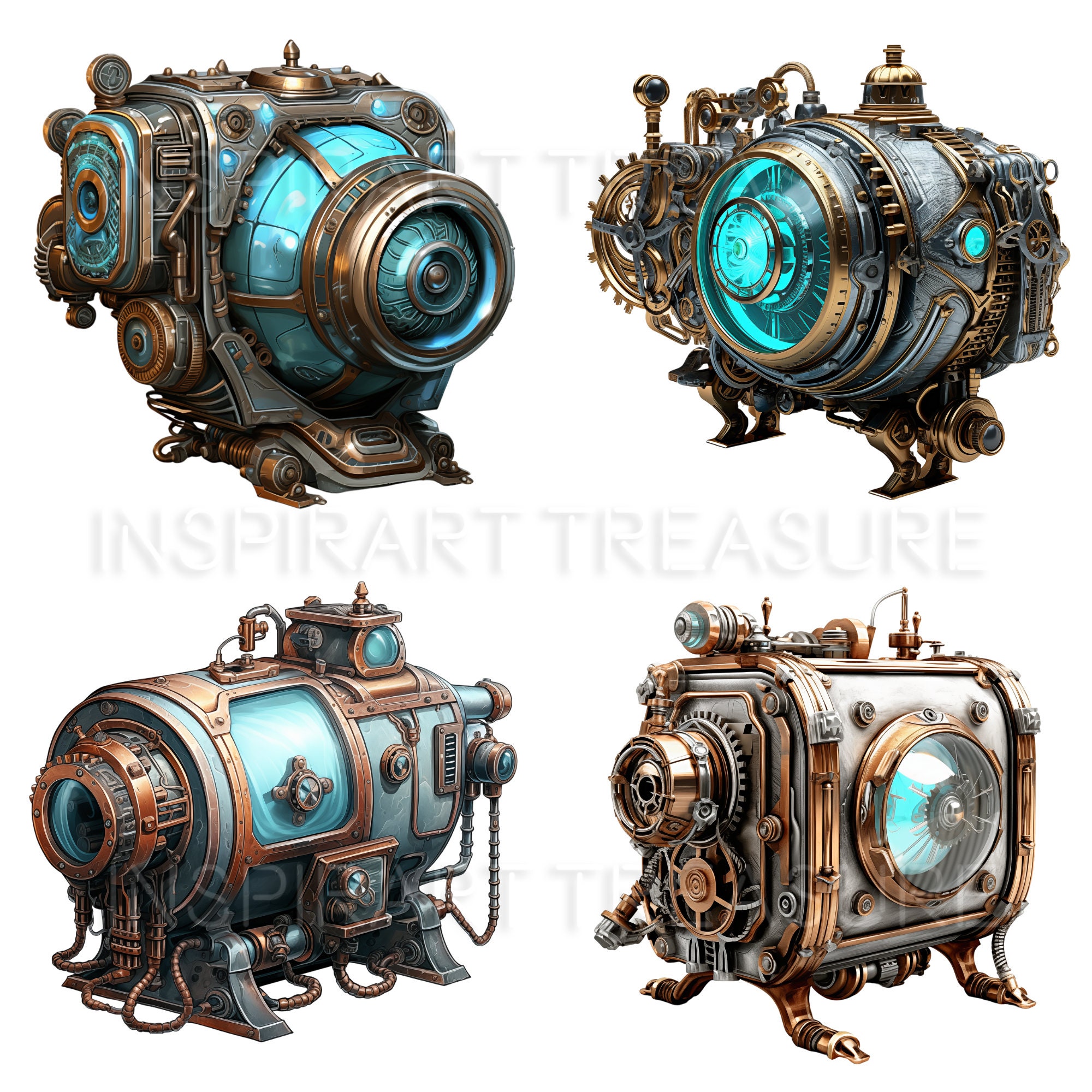 Steampunk Machine Clipart Vintage Mechanical Imagery, Perfect for ...
