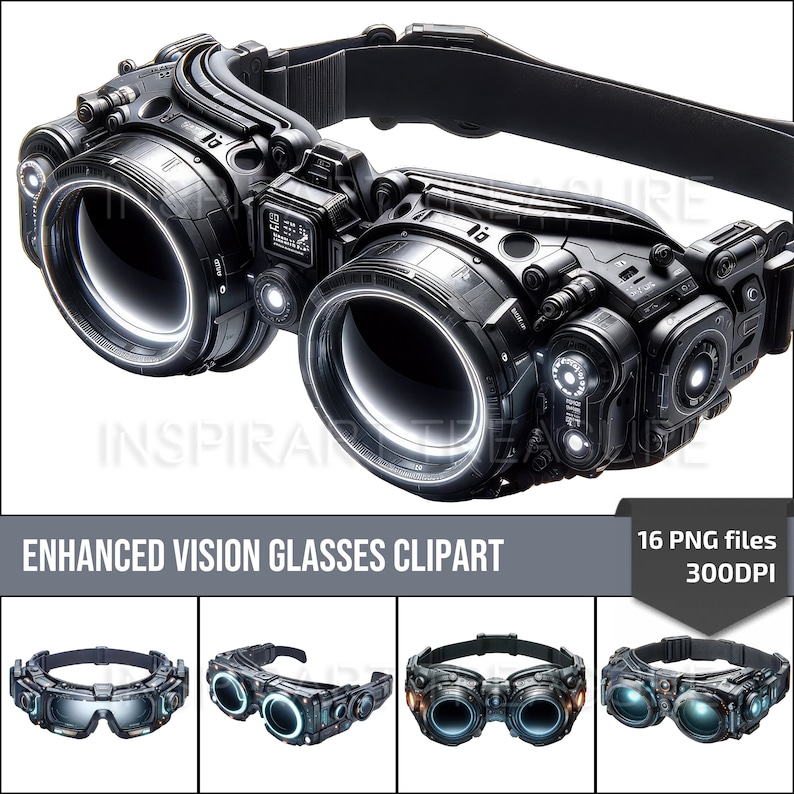 Sci-fi Eyewear Clipart Futuristic Goggle Pngs Gadgets Junk Journal Page ...